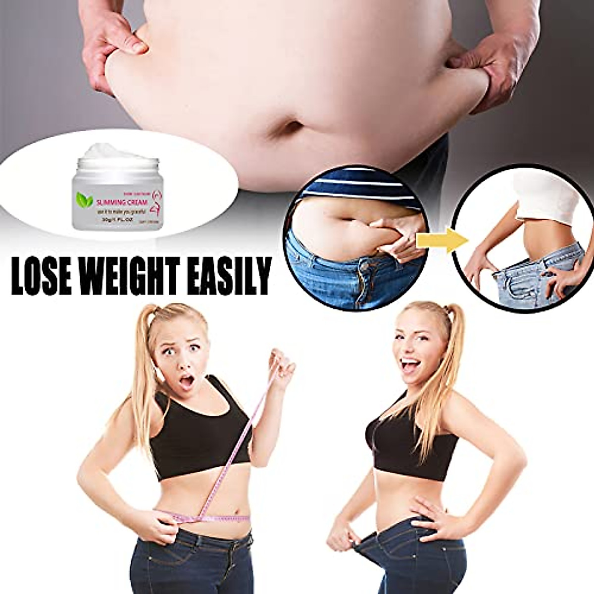 Asdf586io Fat Burning Slimming Cream for Belly and Body, Figure Shaping Body Scrubs for Fitness, Lose Weight, Promote Abdominal Fat Burning White 20g
