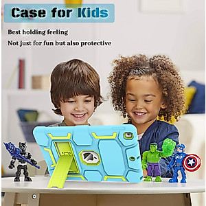 CCMAO for iPad 9th Generation Case, iPad 8th 7th Generation Case, iPad 10.2 Inch 2021/2020/2019 Case, Heavy Duty Rugged Shockproof Protective Cover with Kickstand for Kids Boys Girls, Blue+Yellow