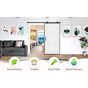 S&Z TOPHAND® 36 in. x 84 in. White PVC Barn Door with 6.6FT Sliding Door Hardware Kit, 20-42in Stainless Steel Frame Modern Style Barn Door/Sliding Door/Simple Assembly is Required