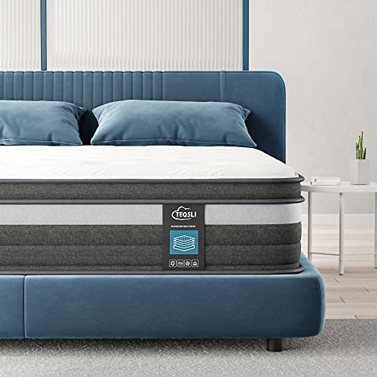 TeQsli Full Mattress, 10 Inch Gel Memory Foam Hybrid Mattress in a Box, Medium Firm Pocket Innerspring Mattress for Pressure Relief and Cooling Sleep, CertiPUR-US Certified, 10-Year Support