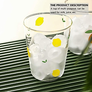 DOITOOL 4pcs Clear Beverage Glasses Drinking Glasses Set Fruit Pattern Juice Glasses Vintage Juice Glasses for Drinks Water Juice Beer Cocktail Home Bar Use Random Style