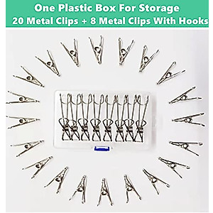 Clothes Pins Metal Clips Heavy Duty: Stainless Steel Clothespins Laundry Clips & Hanging Clips Durable Clamp Clothes Pegs for Outdoor Clothesline Home Kitchen Travel Office Photos Food Bag