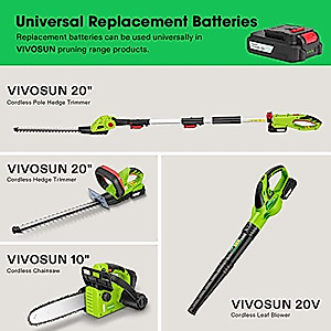 VIVOSUN 20" Cordless Hedge Trimmer, 20V Electric Bush Trimmer, 1400 RPM Shrub Trimmer, Dual-Action Laser Blade, 3/5" Cutting Capacity, Lightweight & Compact Trimmer, Battery and Fast Charger Included