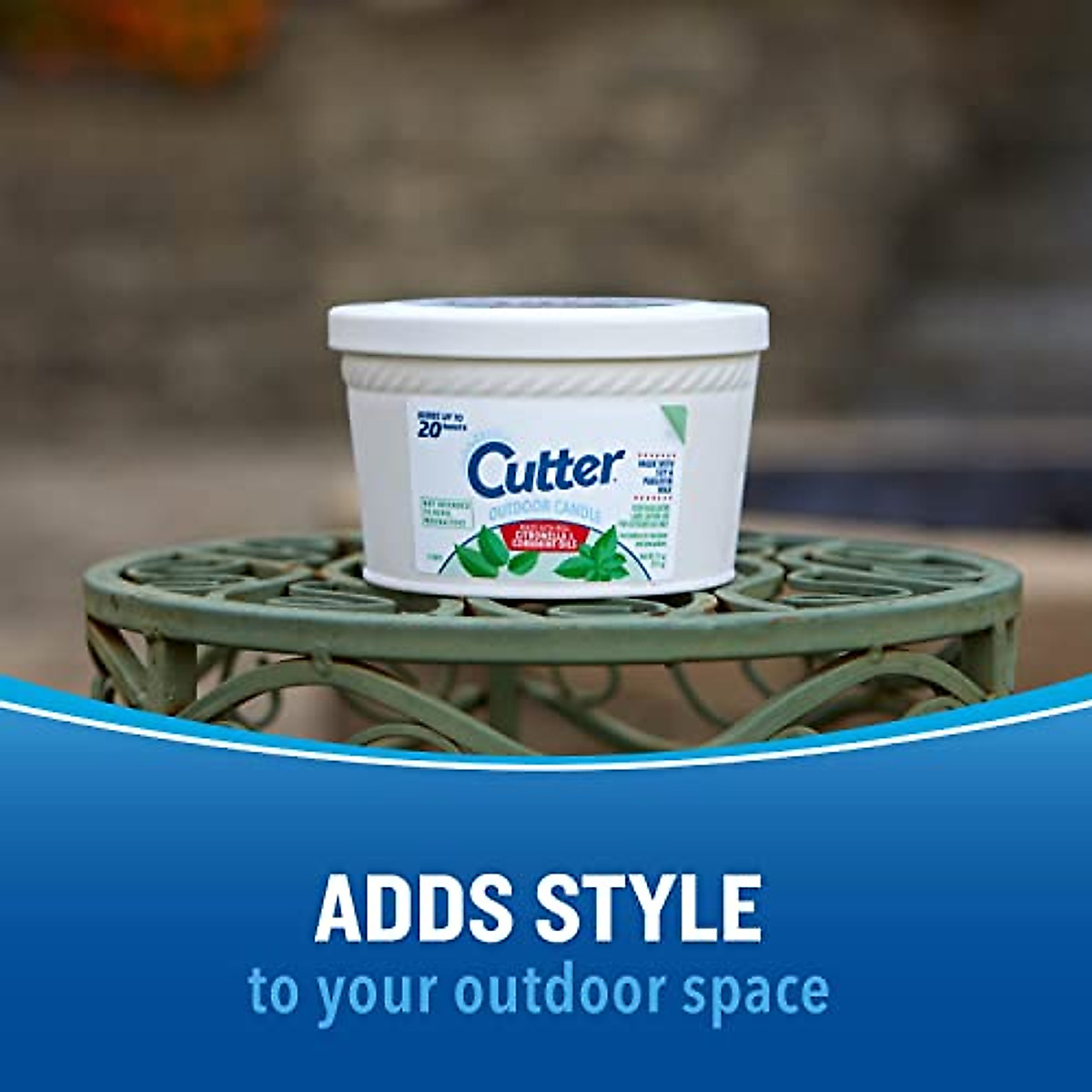 Cutter Citronella and Cornmint Outdoor Candle, 11 ounces, Made with Soy Wax for Outdoor Use