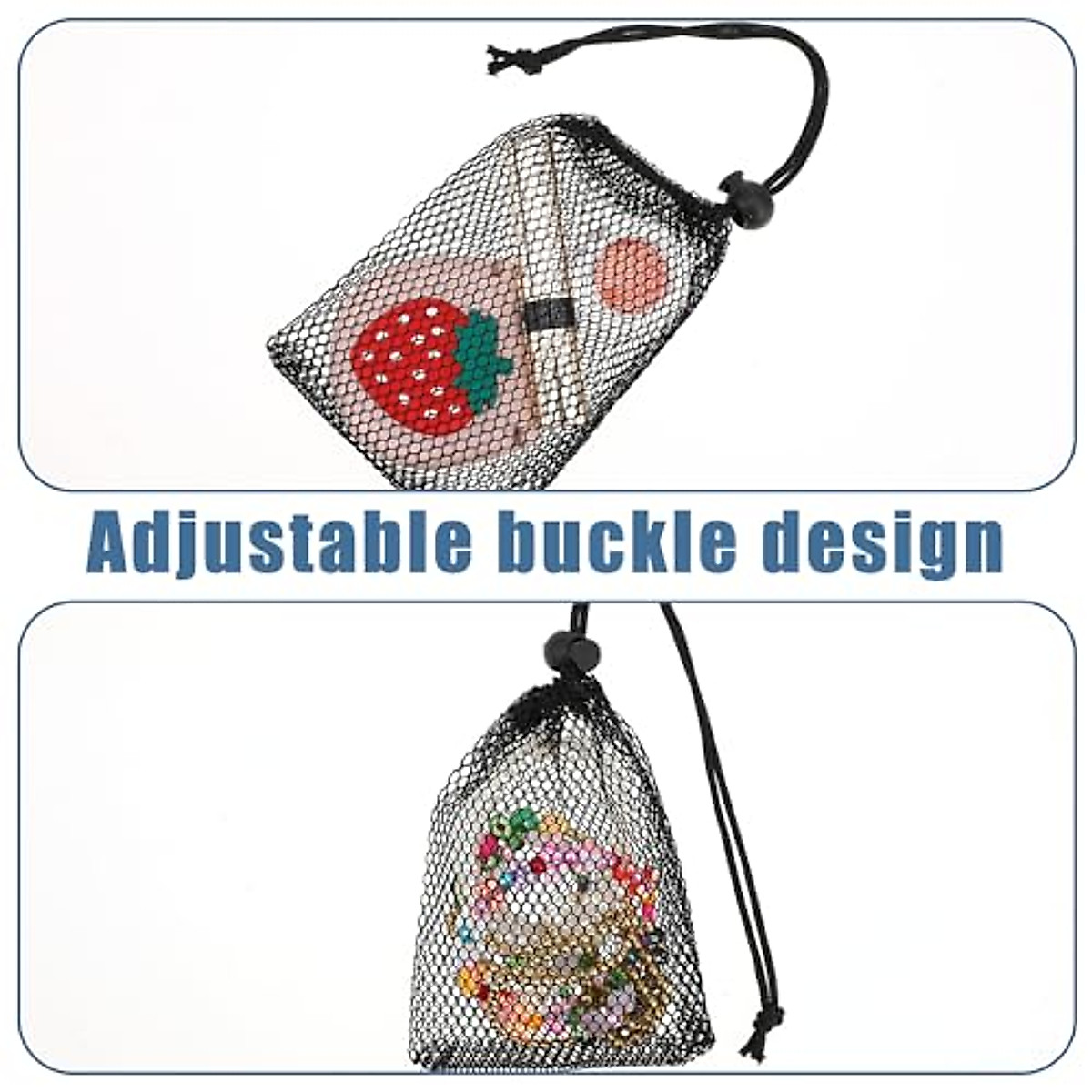 COMNICO Small Mesh Bags, 12Pcs Nylon Storage Bags for Washing Machine Black Mesh Drawstring Bag Portable Travel Stuff Bags with Sliding Drawstring for Travel Sports Storage Toy Outdoor Activities