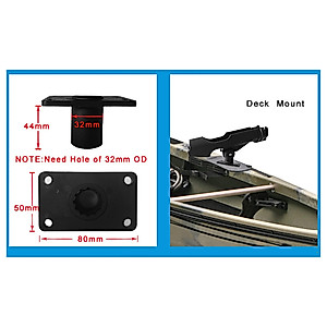 L-SHISM Hardware Fishing Rod Rack Holders BSET MATEL Rest Adjustable Removable 360 Degree Kayak Boat Support Tools Accessories Pole Bracket 38mm for Marine Boat