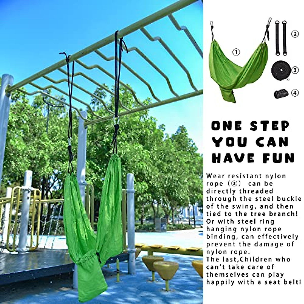 Collapsible Swing Therapy Swing for Boys or Girls with Special Needs Cuddle Swing Indoor Outdoor Kids Swing (Green)