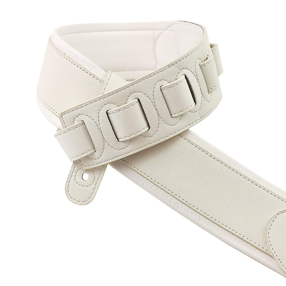 Walker & Williams G-04-WHT Ivory White Handmade Guitar Strap With Arctic White Padded Glove Leather Back For Acoustic, Electric, And Bass Guitars