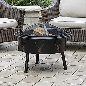 Blue Sky Outdoor Living WBFB29-MD 29” Round Barrel Wood Fire Pit with Steel Ring