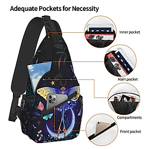Moon-Moth Crossbody Sling Bag for Women Men Sling Backpack Casual Travel Hiking Daypack Chest Shoulder Bag