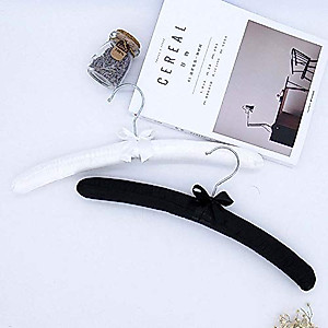 HOUTY 5 Packs Clothes Hangers 15 inch Satin Padded Hanger zinc Hook, Champagne