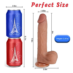 7.9" Silicone Realistic Dildos Sex Toy with Strong Suction Cup for Hands-Free, Flexible Lifelike Sex Toys, Anal Adult Harness Strap On Sex Toys for Women