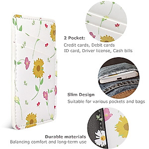 2Pack Card Holder for Phone Case, Leather Phone Card Holder, Cute Stick On Credit Card Wallet for Back of Phone iPhone and Android - White,Black