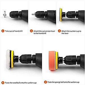 3 Inch Buffing and Polishing Pads Kit 11PCS Buffing Pads with Drill Adapter Foam Polisher Pad for Car Waxing