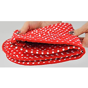 Home-X Red Polk Dot Double Oven Mitt for Cooking and Serving, Heat Resistant, Extra Long Potholder, Oven Gloves to Protect Hands and Arms, Machine Washable -32”L