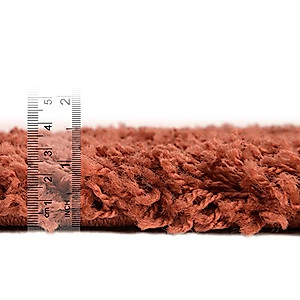 Rugs.com - Über Cozy Solid Shag Collection Rug – 4' x 6' Terracotta Shag Rug Perfect for Entryways, Kitchens, Breakfast Nooks, Accent Pieces