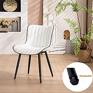 YOUNUOKE White Dining Chairs Set of 2 Upholstered Mid Century Modern Chair Armless Faux Leather Accent Guest Chair with Backs Metal Legs for Kitchen Living Reception Waiting Room Bedrooms