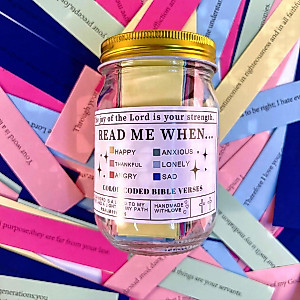 Bible Verses in a Jar,Bible Verses Jar for Emotions and Feelings,Bible Verse Cards,Christian Bible Gifts,Prayer Request Cards,Church Gift Scripture Cards with Bible Verses Jar