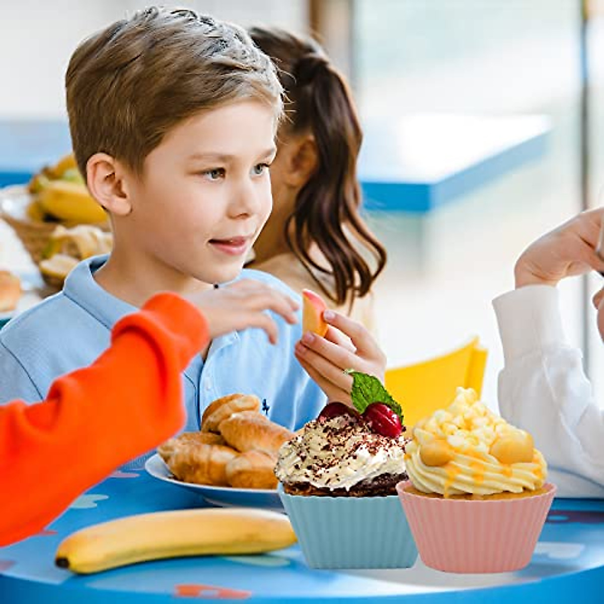 Silicone Cupcake Liners for Baking, 56Pcs Multicolor Reusable Non-Stick Silicone Lunch Box Dividers -3 Shapes Silicone Muffin Cups Bento Lunch Box Dividers - Non-Toxic, BPA Free, Dishwasher Safe