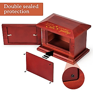 TJ. MOREE Pet Urns for Dog Ashes, Memorial Gifts for Loss of Cat, Personalized Wooden Cremation Urn with Photo Frame, Keepsake Memory Box with Black Flannel Bag for Pet up to 100 Pounds