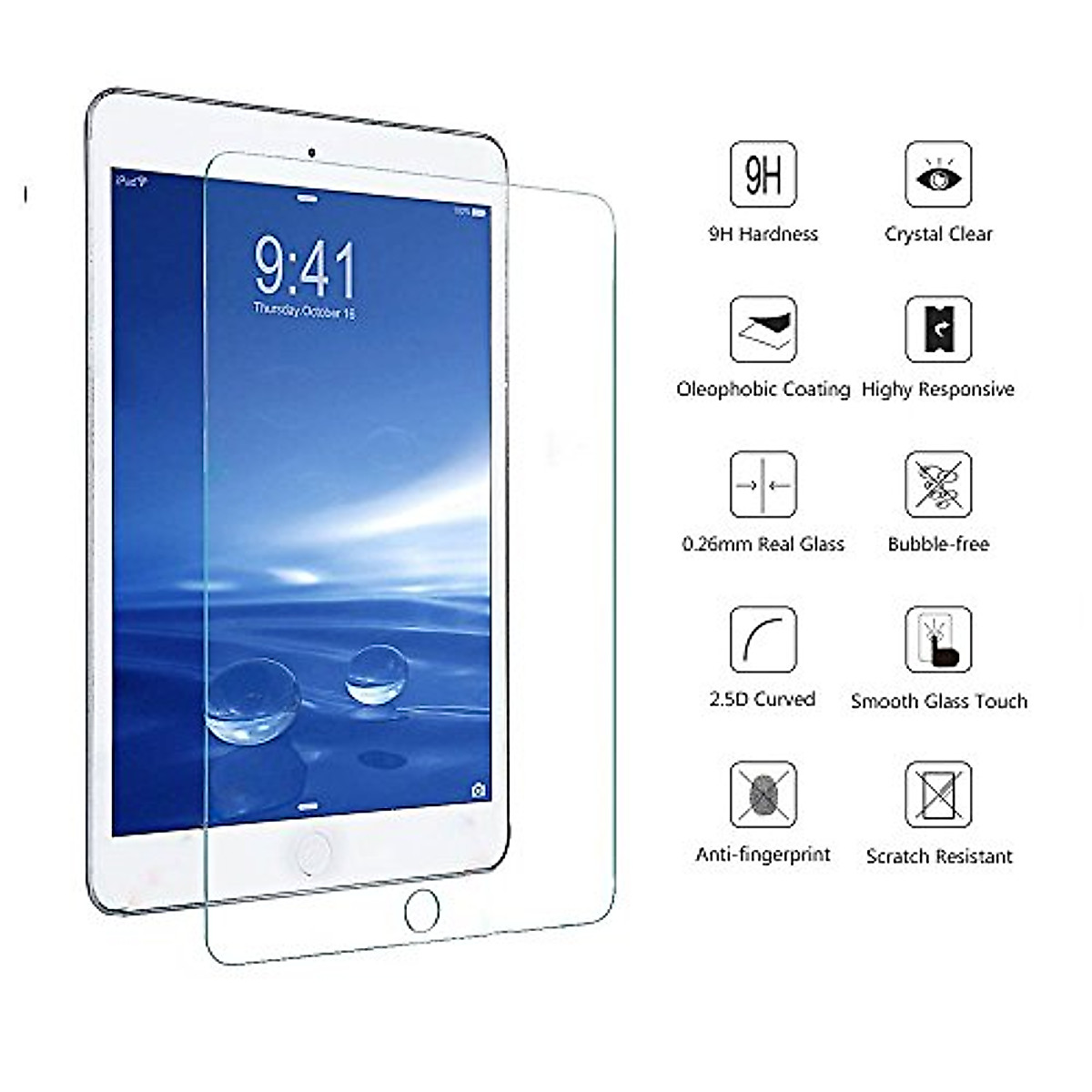 Sincase iPad Mini Screen Protector, [2-Pack] 2.5D Curved Edge HD Premium iPad mini 2/3 Tempered Glass Screen Protector Crystal Clear 9H 0.26mm Anti-Scratch Shatterproof Bubble-free Screen Film