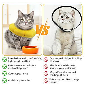 LuckyOpt Sunflower Cat Recovery Cone, Adjustable Pet Elizabethan Collar for Cats &Puppy, Soft Cone for Cats After Surgery to Stop Licking, Cat Neck Pillow for Sleeping, Easy to Clean (Yellow, M)