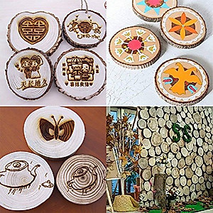 Unfinished Natural Wood Slices 12 Pcs 3.5-4 inch Craft Wood kit Circles Crafts Christmas Ornaments DIY Crafts with Bark for Crafts Rustic Wedding Decoration by William Craft (3.5-4inch)