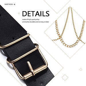 Bodiy Layered Waist Chain Belts Black Leather Circle Punk Gothic Belly Body Chain Rave Accessories Strap Festival Body Jewelry for Women and Girls (gold)