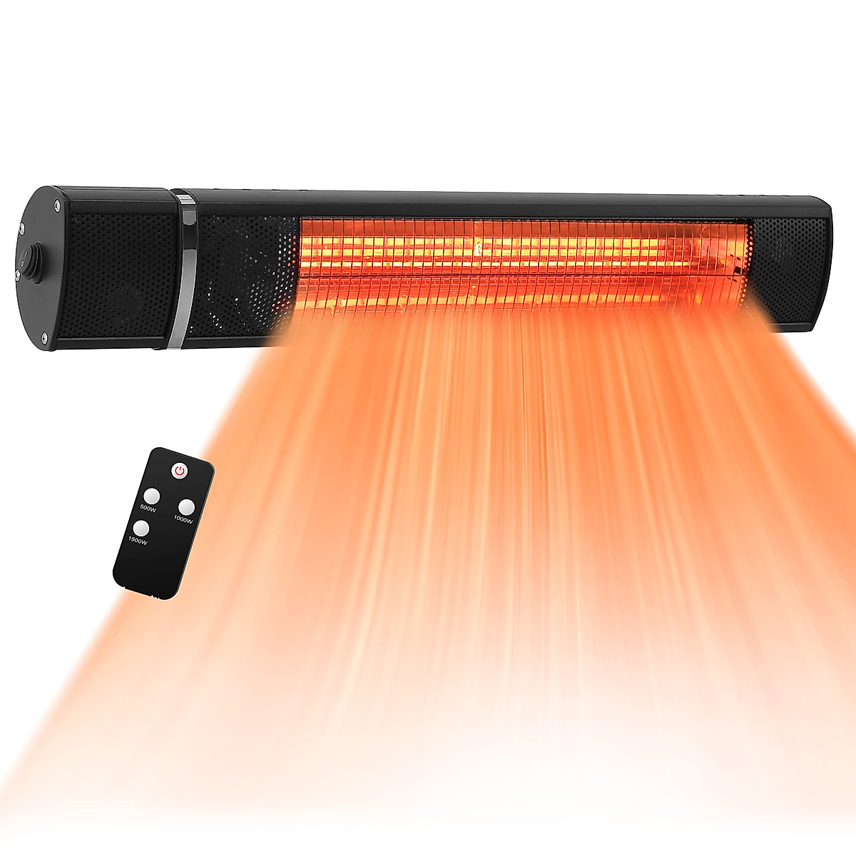 Outdoor Heater, Electric Patio Heater, with 3 Power Settings, 1500W, Overheat Protection, Infrared Heater with Remote Control, Super Quiet Wall Mounted Space Heater, In/Outdoor