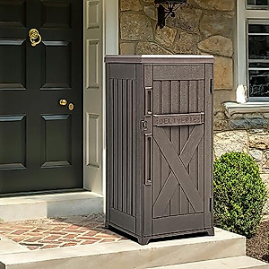 YITAHOME 60 Gallon Large Package Delivery and Storage Box with Lockable Secure, Double-Wall Resin Outdoor Package Delivery and Waterproof Deck Box for Porch, Curbside, 8.5 Cubic feet, Brown