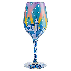 Enesco Designs by Lolita New York Nights Hand-Painted Artisan Wine Glass, 1 Count (Pack of 1), Multicolor