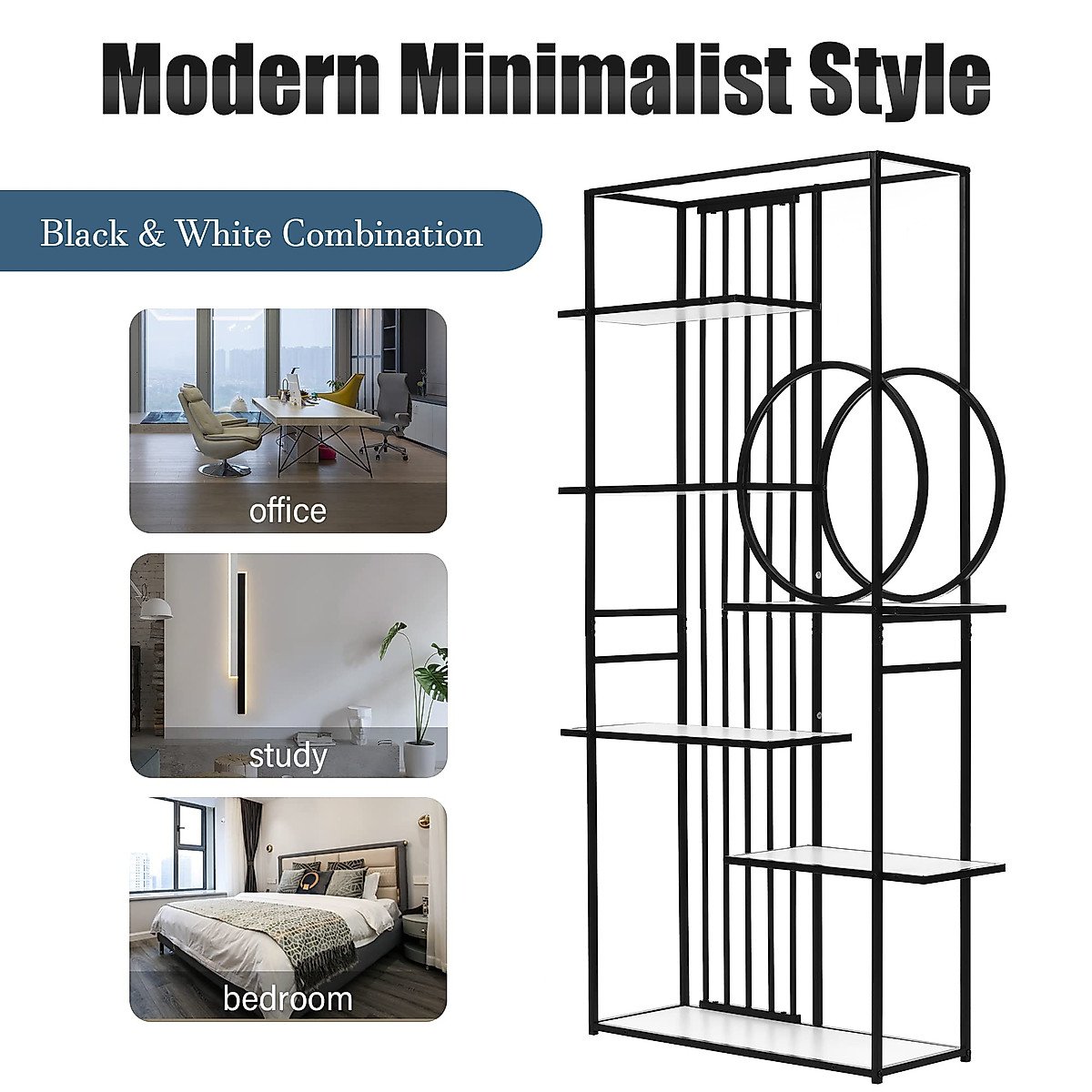 Yoglad 6 Tier Open Bookshelf, 70.9Inch Tall Modern Free Standing Bookcase with Black Metal Frame, Book Shelves Open Display Shelf Organizer for Living Room Bedroom Office Home