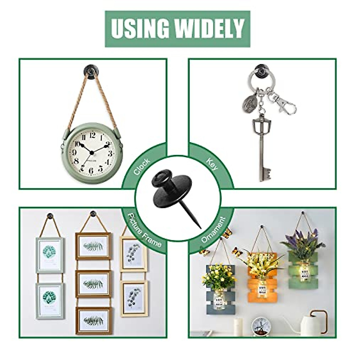 Assenic 32PCS Picture Hanger Nails, Double Headed Push Pins Used for Hanging Picture Photo Ornament Clock Key , Picture Hanging Hardware Convenient and Suitable for Home Office and School Decoration.