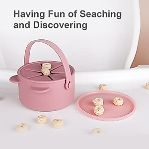 Dilovely Silicone Snack Cup Container, Sippy Cup for Toddler Pink Set