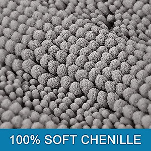 H.VERSAILTEX Item Striped Chenille Rug Pack 2-20" x 32"/17" x 24" and Pack 1-59" x 20" Bundle, Dove