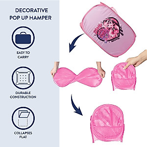 Monster Pop-Up Laundry Hamper - SpookyHamper with Double Handles, Foldable, 8 Unique Designs (Pink), mhpoh00000