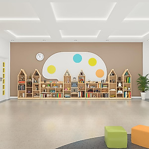 ChubanCraft 3 Tier Storage Cabinet Organizer Wooden Kids Bookshelf Toy Shelf Wood Open Display Cabinet Storage Bookcase Gift Natural (45.27" L x 11.81" W x 59.84" H)