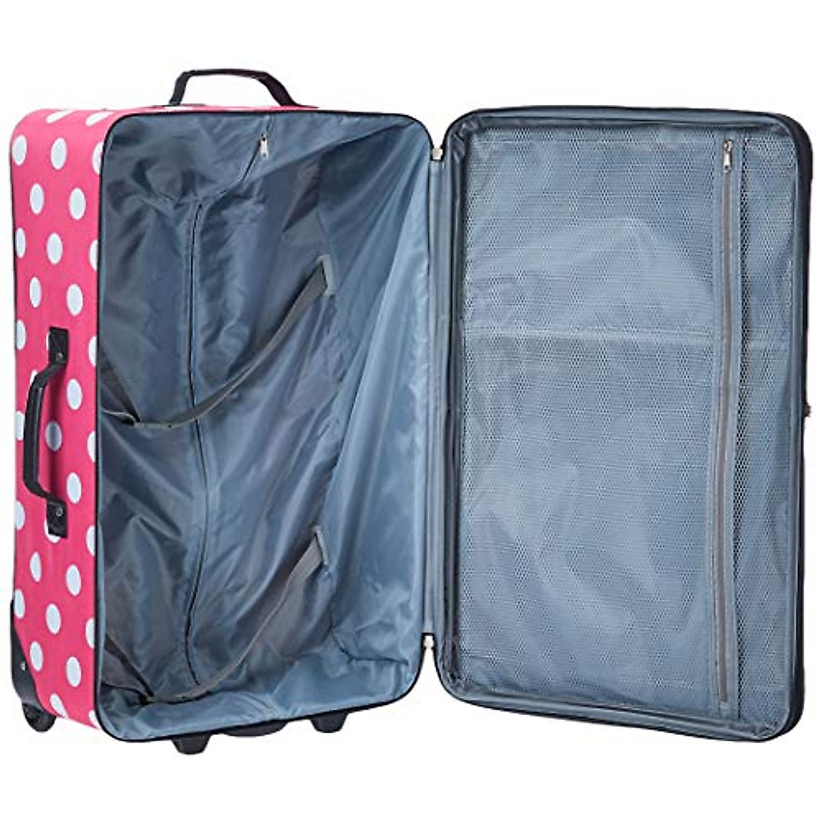 Rockland Polka Softside Upright Luggage Set, Expandable, Lightweight, Pink Dots, 4-Piece (14/19/24/28)