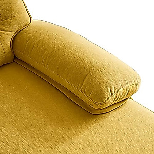 Merax 83.07" Modern Sectional Sofas Couches Velvet Upholstered L Shaped Couches for Living Room, Bedroom,Office,Yellow