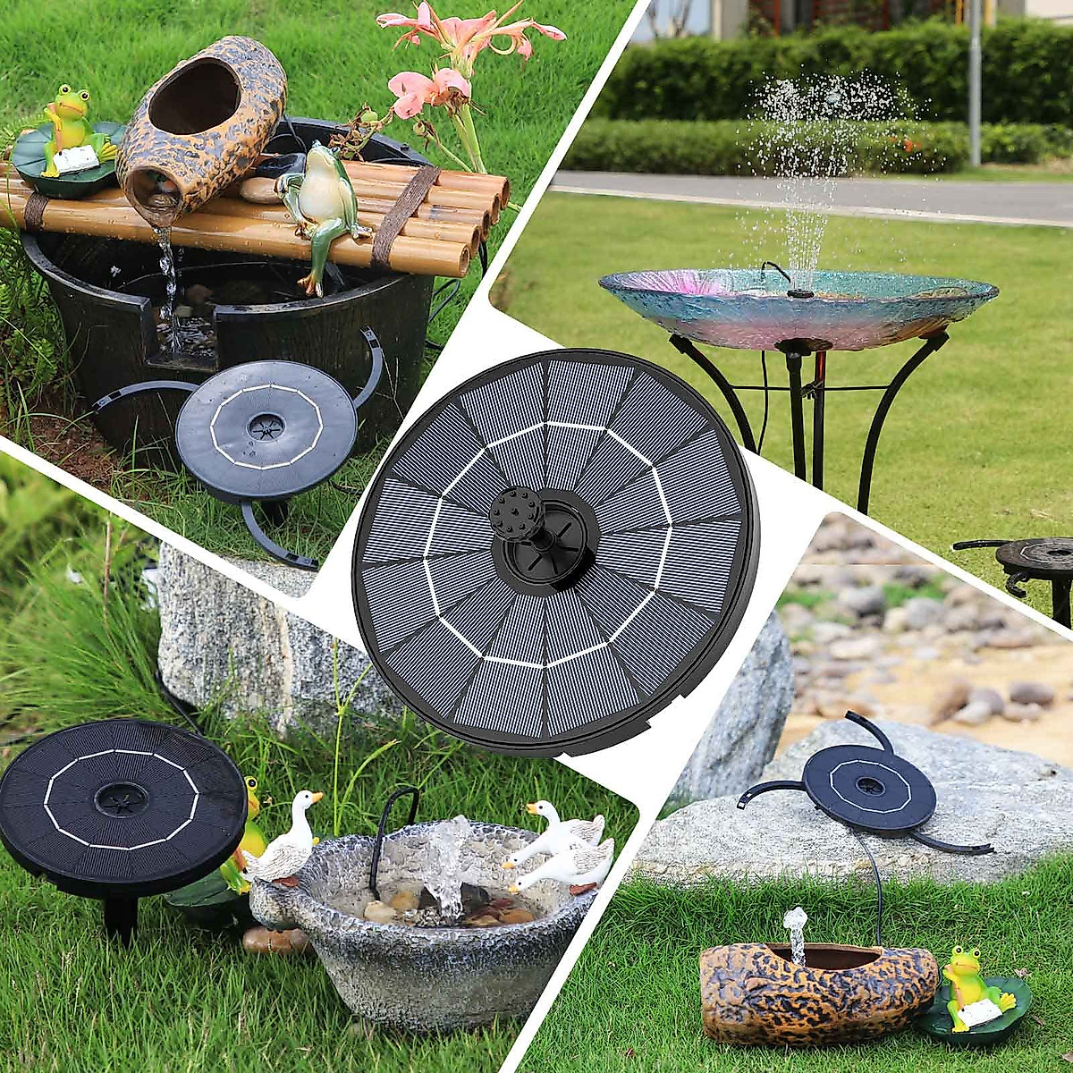 AISITIN 2.8W Solar Fountain Pump for Water Feature with 3.9ft Cord, Solar Bird Bath Fountain with 6 Nozzles, Solar Powered Water Fountain for Bird Bath, Garden, Ponds Fish Tank and Outdoor