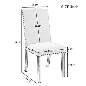 Merax Dining Chairs Dining Room Chairs - Kitchen Chairs Solid Wood Tufted Parsons Dining Chair Set of 2, Easy to Assemble