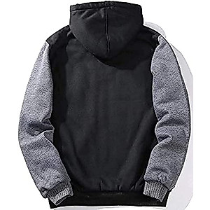 SCODI Hoodies for Men Winter Fleece Sweatshirt - Full Zip Up Thick Sherpa Lined 1712-BlackGrey-L