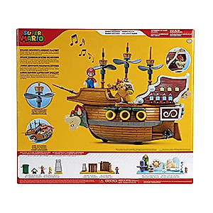 Super Mario Deluxe Bowser's Air Ship Playset with Mario Action Figure – Authentic in-Game Sounds & Spinning Propellers