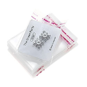 200 Pack 2" x 2" Thick Small Clear Resealable Self Seal Cellophane Plastic Bags Adhesive Cello Poly Bag For Packaging Jewelry Bead Necklace Ring Gift