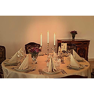 Stmarry Flickering Flameless Taper Candles with Remote - 10 Inch LED Candlesticks, Realistic 3D Flame with Wick, Ivory Real Wax, Spring Home Decor, Automatic Timer - Set of 6