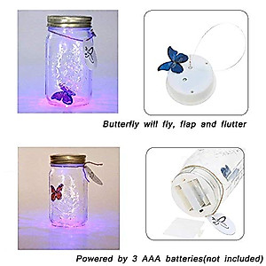 NC Butterfly in a Glass Jar, Hsxxf LED Lamp Jar Animated Butterfly in A Jar Tap to Activate Gift Decoration (Blue)