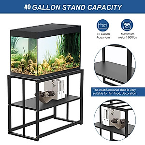 Akenow Fish Tank Stand 40 Gallon,Turtle Tank, Double Layer Metal Aquarium Stand with Storage, Turtle Tank/Reptile Terrariums 36.4" x 18.5" x 29.1"
