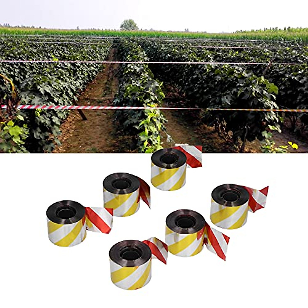 Bird Scare Tape, Ultra Strong Bird Scare Ribbon 6PCS Sturdy for Orchards for Gardens for Lawn