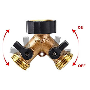 Heavy Duty Garden Faucet Splitter Hose Splitter with Shut-Off Valves Garden Hose Splitter Y Splitter Connect Faucet for Outdoor Garden Irrigation Watering Suitable for All American Thread 3/4