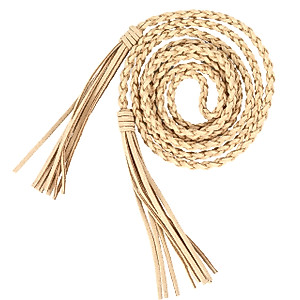 Yolev 3 Pieces Skinny Tassel Belts for Women Dresses Braided Waist Belt Woven Tassel Chain Belt Rope Belt for Skirt Dress